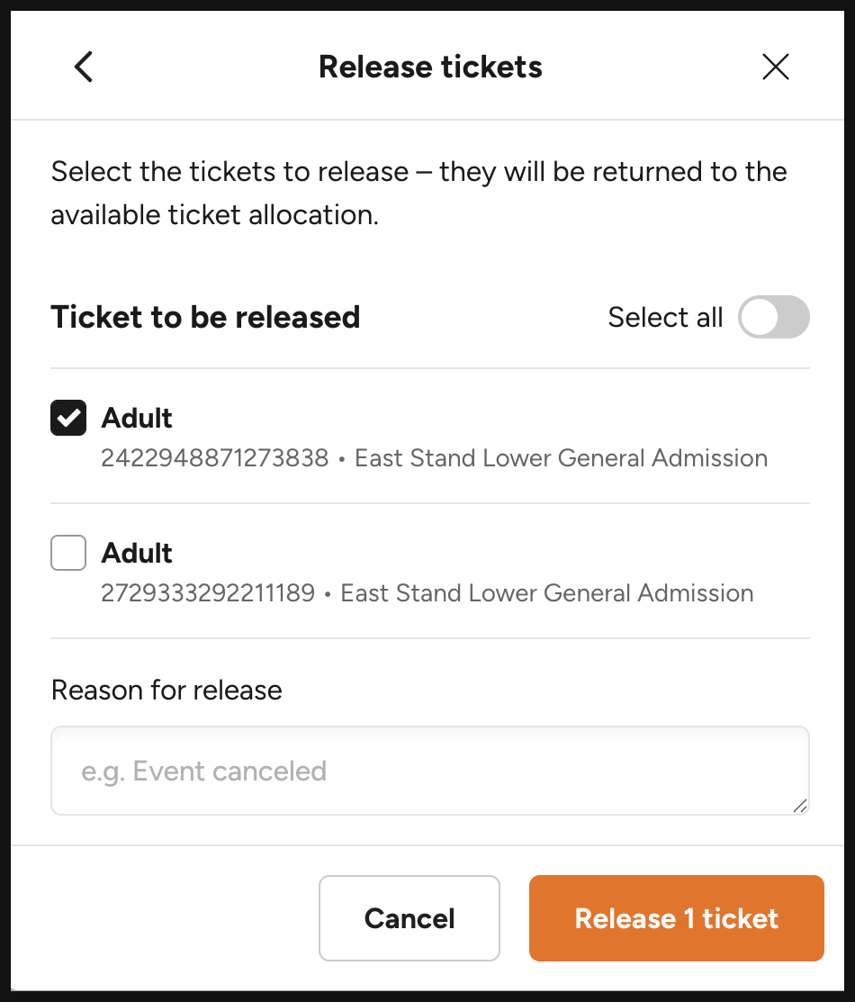 How to issue refunds and release tickets.
